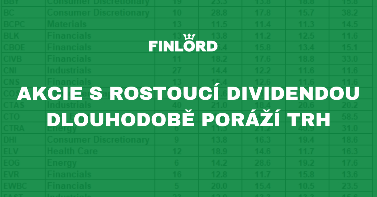 Akcie: rostoucí dividenda a nadvýkonnost - Finlord
